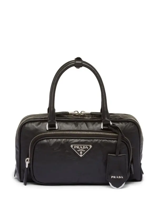 Prada Antique Leather Multi-Pocket Bag - Black | Editorialist