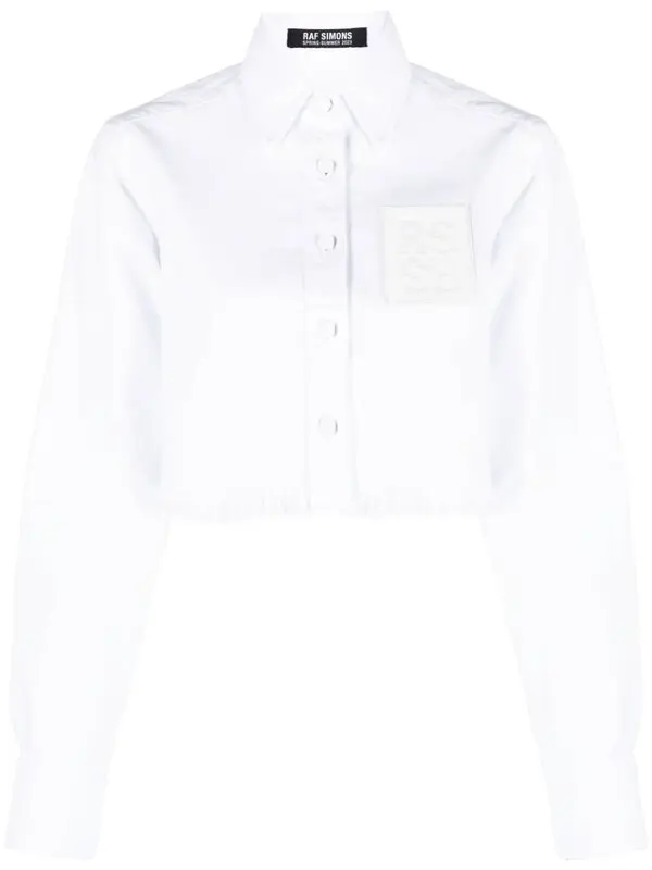 Raf Simons Logo-patch Cropped Shirt - White