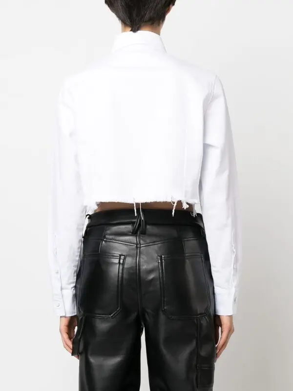 Raf Simons Logo-patch Cropped Shirt - White