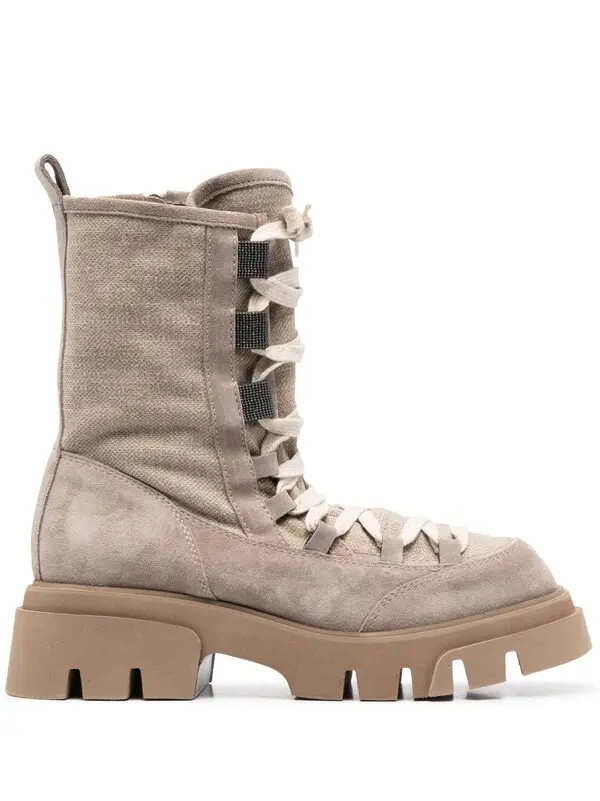 Brunello Cucinelli Eyelet-embellished Leather Boots
