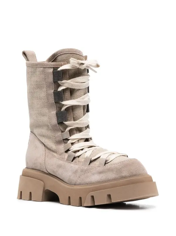 Brunello Cucinelli Eyelet-embellished Leather Boots