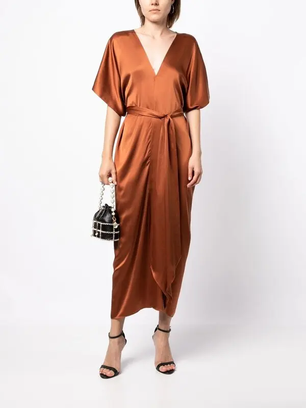 Voz Tied-waist Kaftan Dress - Brown
