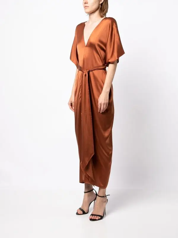 Voz Tied-waist Kaftan Dress - Brown