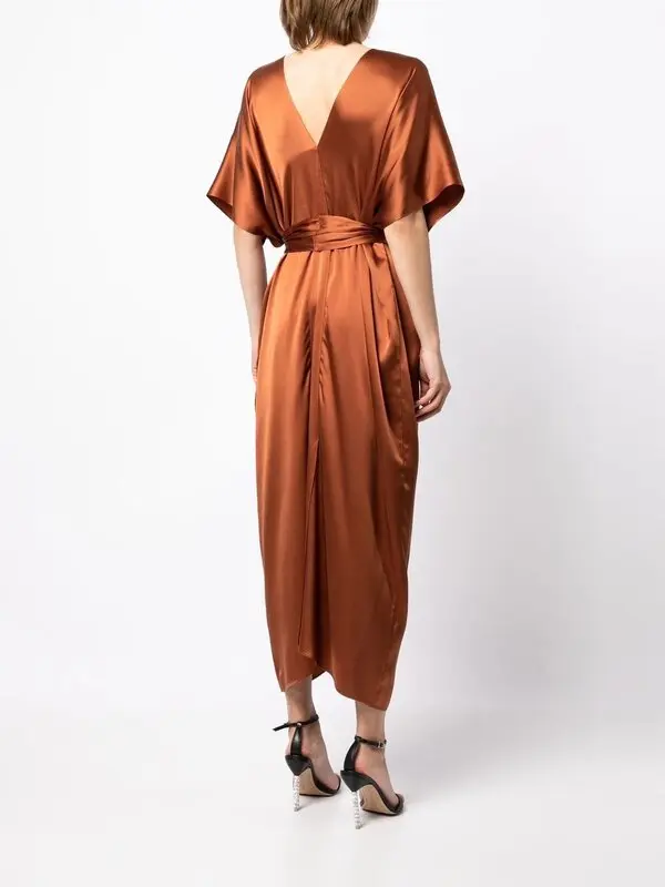 Voz Tied-waist Kaftan Dress - Brown