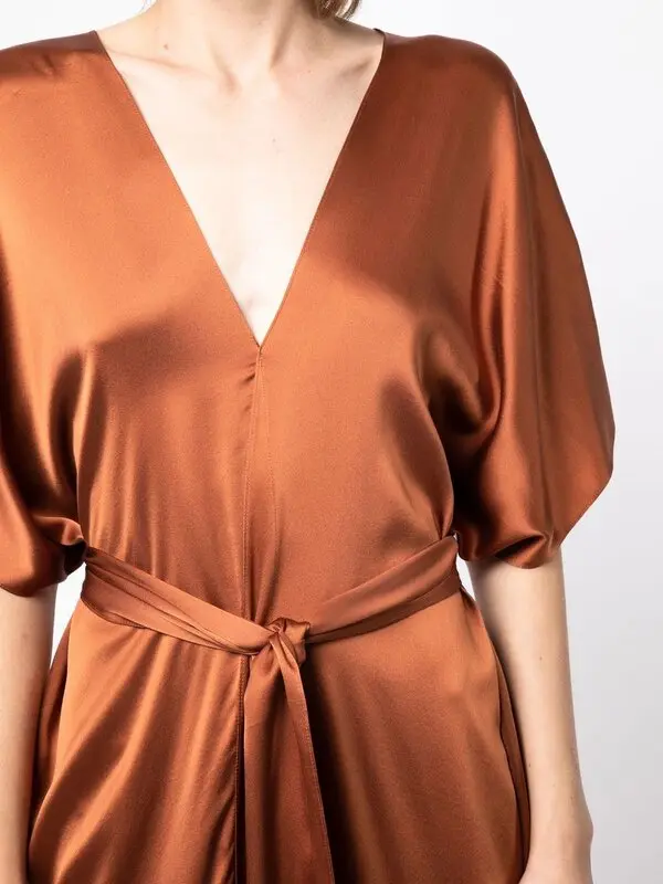 Voz Tied-waist Kaftan Dress - Brown