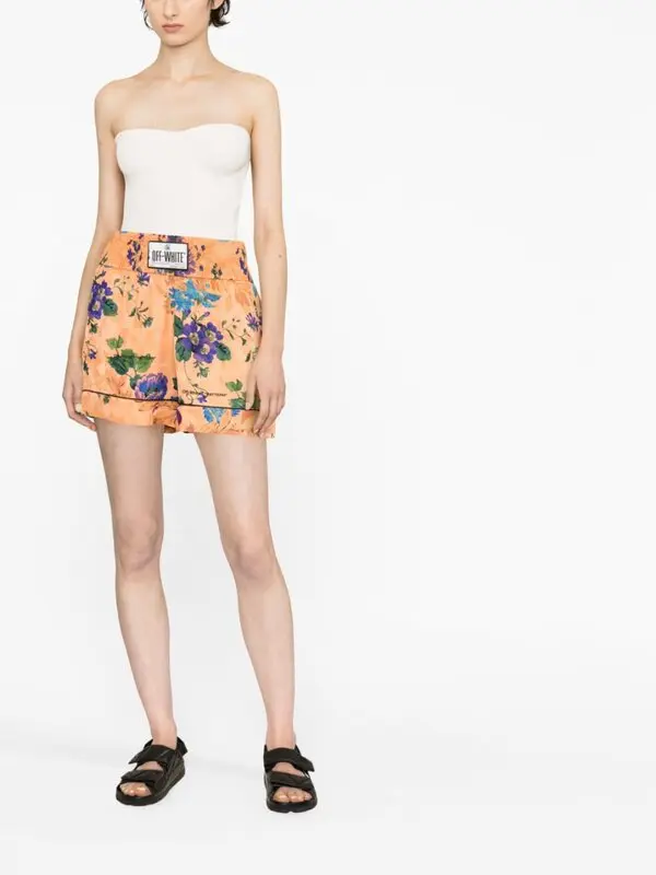 Off-White Floral-print Shorts