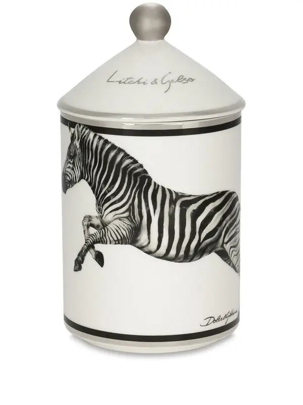 DOLCE & GABBANA CASA Zebra-print Scented Candle - White