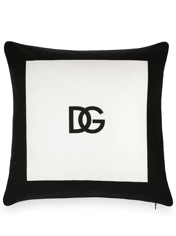 Dolce & Gabbana Logo-print Cotton Cushion - Black