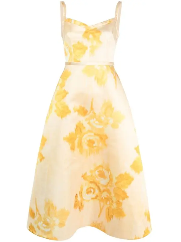 EMILIA WICKSTEAD Floral-print Midi Dress - Yellow
