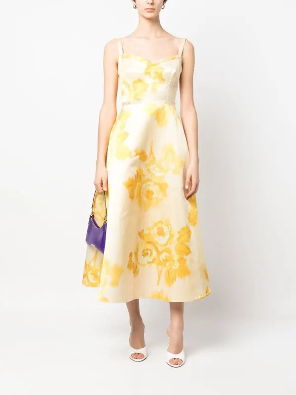 EMILIA WICKSTEAD Floral-print Midi Dress - Yellow