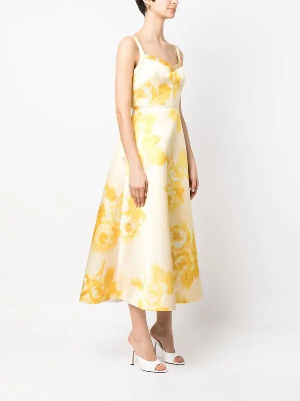 EMILIA WICKSTEAD Floral-print Midi Dress - Yellow