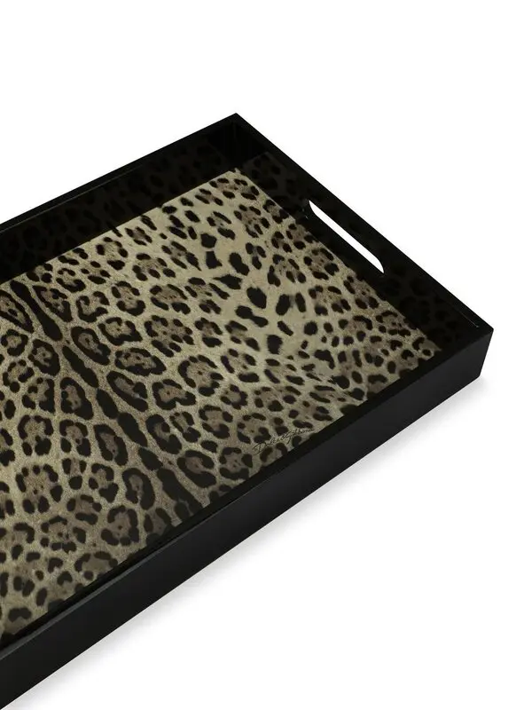 Dolce & Gabbana Leopard Print Tray - Black