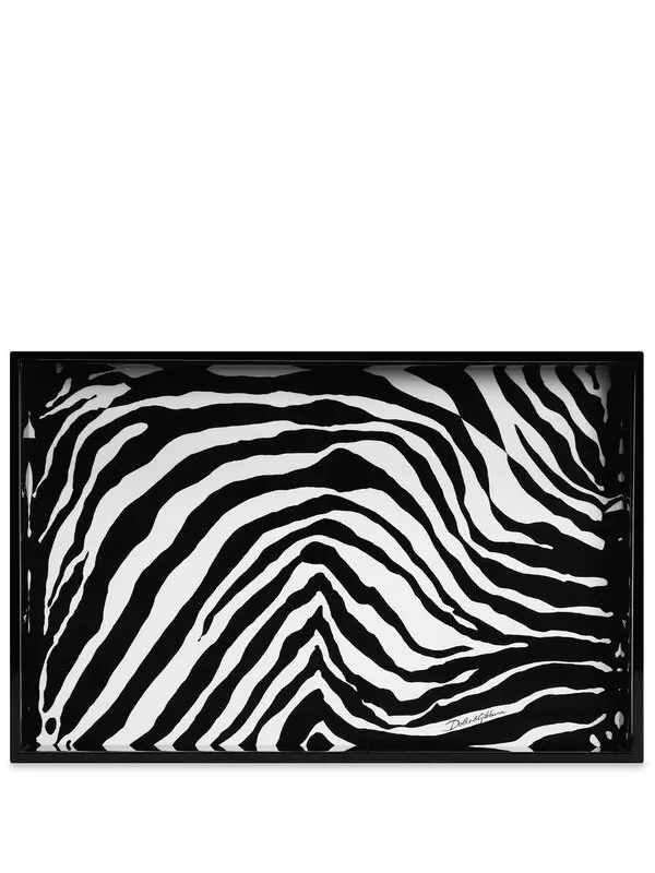Dolce & Gabbana Zebra-print Wood Tray - Black