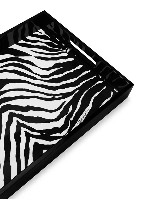 Dolce & Gabbana Zebra-print Wood Tray - Black