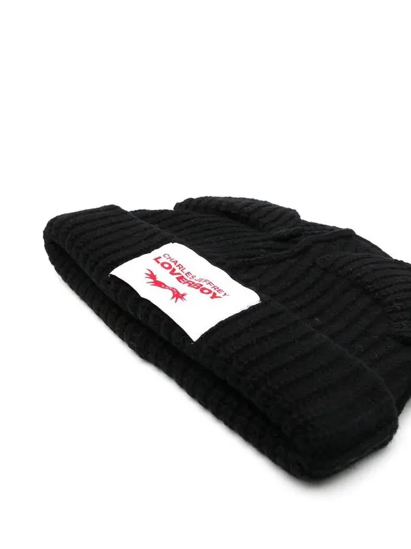 CHARLES JEFFREY Knitted Cat-ear Detail Beanie Hat