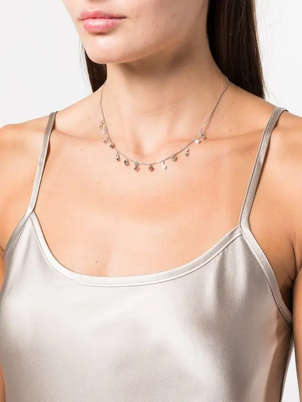 SUZANNE KALAN 18kt White Gold Cascade Diamond Necklace - Silver