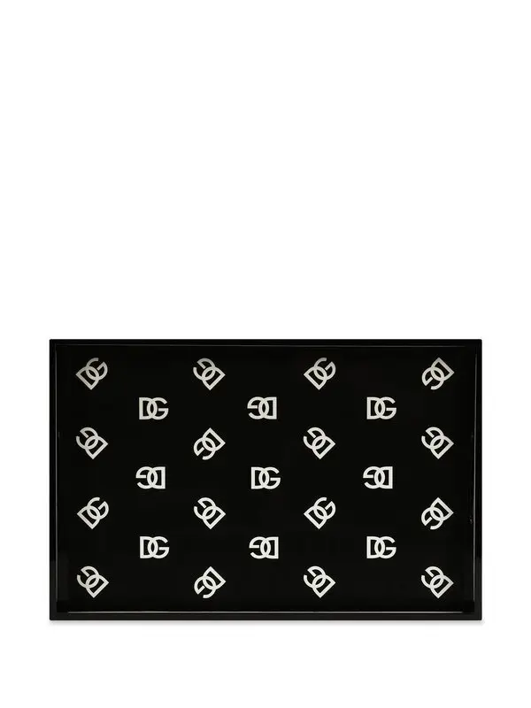 Dolce & Gabbana Dg Logo-print Wood Tray - Black