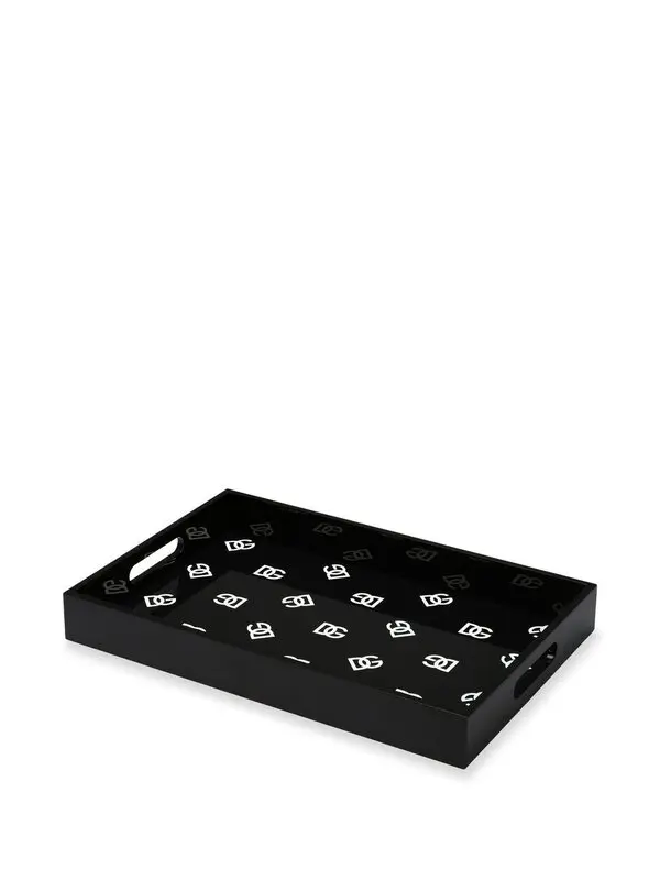 Dolce & Gabbana Dg Logo-print Wood Tray - Black