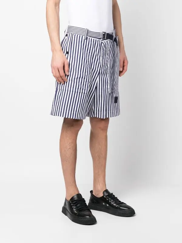 Sacai Vertical-stripe Print Cotton Shorts
