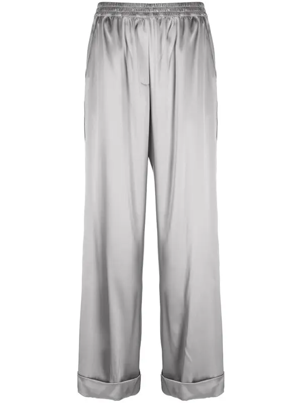 Dolce & Gabbana High-waist Silk Trousers - Grey