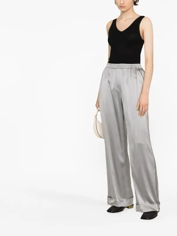 Dolce & Gabbana High-waist Silk Trousers - Grey