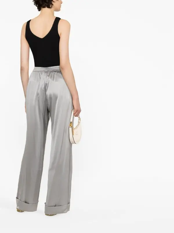 Dolce & Gabbana High-waist Silk Trousers - Grey