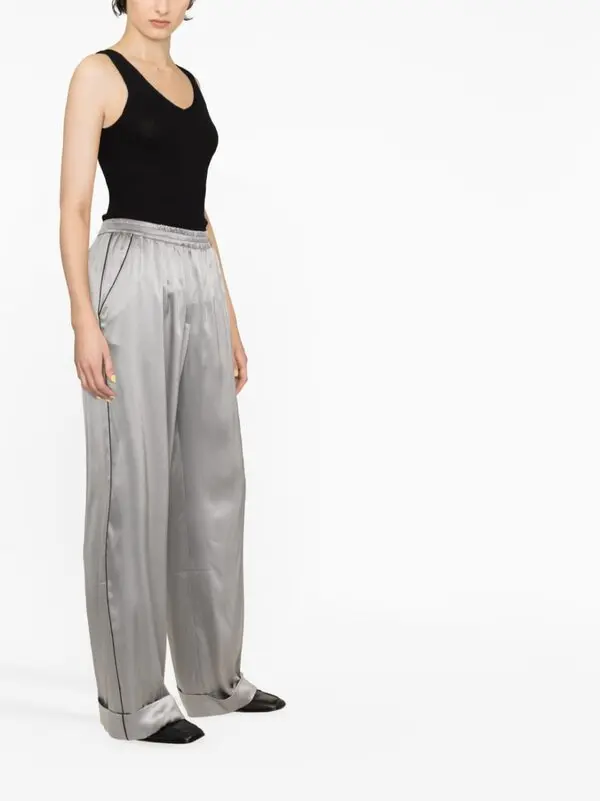 Dolce & Gabbana High-waist Silk Trousers - Grey