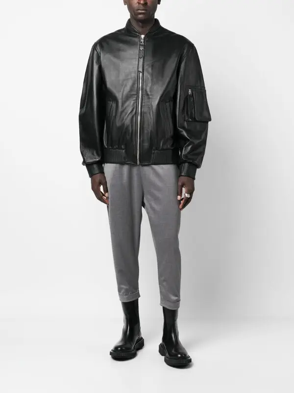 MANOKHI Savona Leather Bomber Jacket - Black