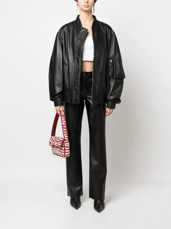 MANOKHI Savona Leather Bomber Jacket - Black