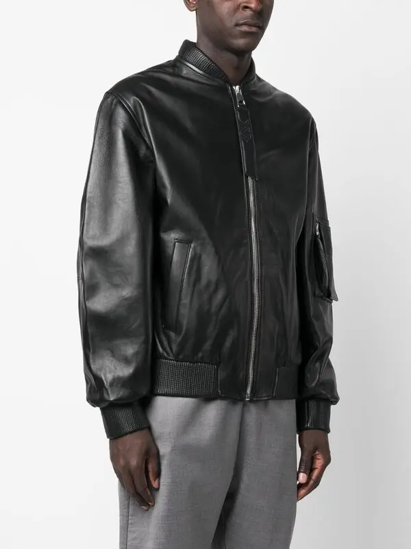 MANOKHI Savona Leather Bomber Jacket - Black