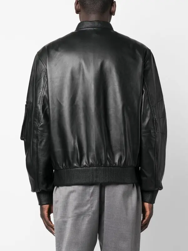 MANOKHI Savona Leather Bomber Jacket - Black