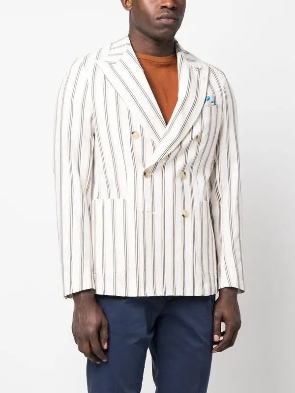 MANUEL RITZ Stripe-pattern Double-breasted Blazer