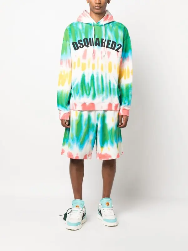 Dsquared2 Tie-dye Print Track Shorts - Green