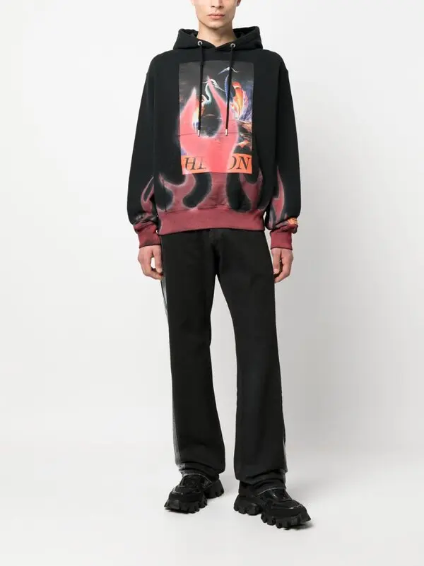 Heron Preston Flame Print Cotton Hoodie