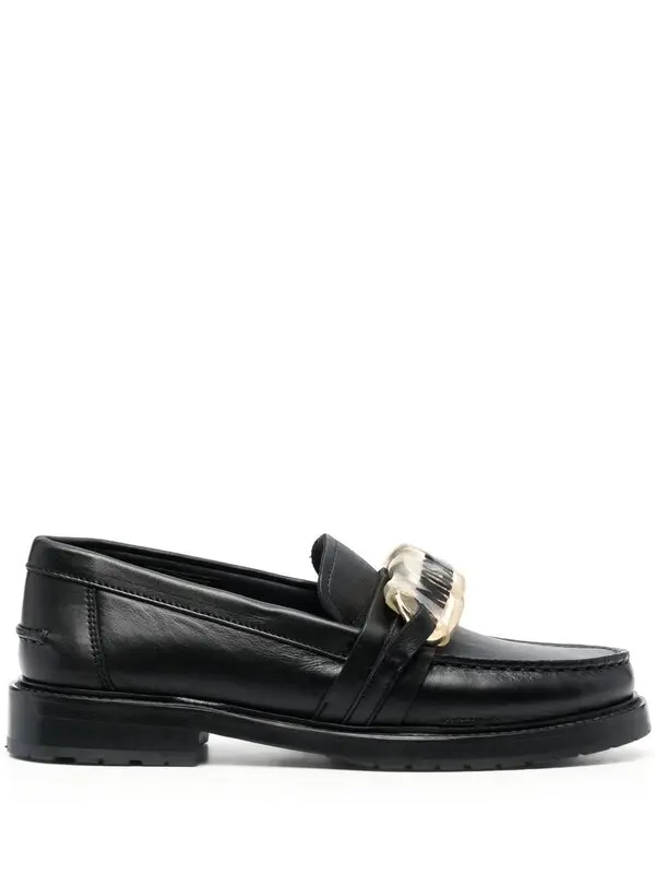Moschino Plaque Leather Loafers