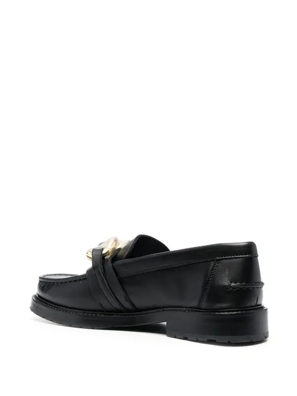 Moschino Plaque Leather Loafers