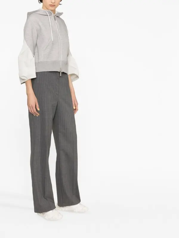 Sacai Puff-Sleeve Zip-Up Hoodie In Grey - 40% Off | Editorialist