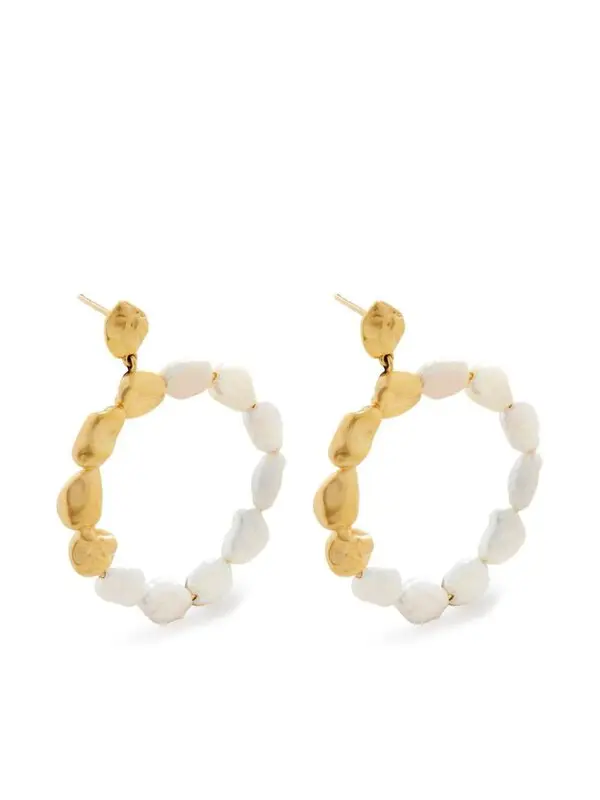 Monica Vinader Mother-of-pearl Dangle Hoop Earrings - Gold