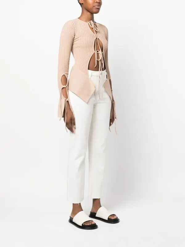 ANDREĀDAMO Cut-out Ribbed Top - Neutrals