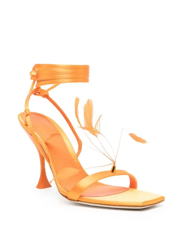 3JUIN Kimi Feather Satin Sandals