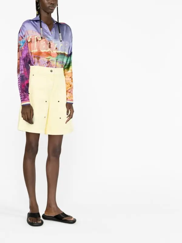Palm Angels Embroidered Palm Tree Shorts