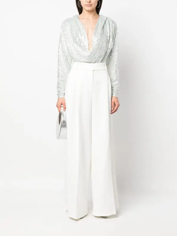 GENNY Sequin-embellished Long-sleeve Bodysuit