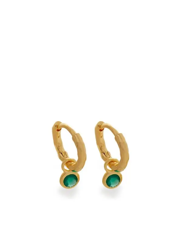 Monica Vinader Mini Onyx Huggie Earrings - Gold