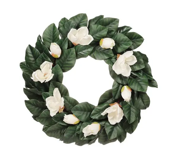 PULEO INTERNATIONAL Puleo 24' Magnolia Floral Spring Wreath With Gr En Leaves - One-color