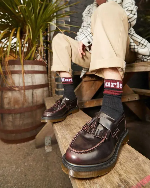 Dr. Martens Adrian Arcadia Leather Tassel Loafers - Red
