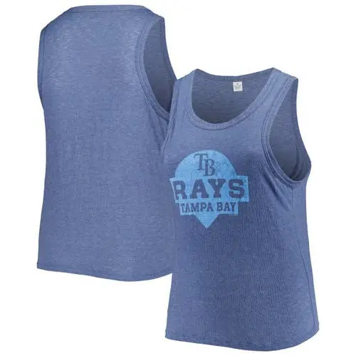 SOFT AS A GRAPE Tampa Bay Rays High Neck Tri-blend Tank Top - Navy