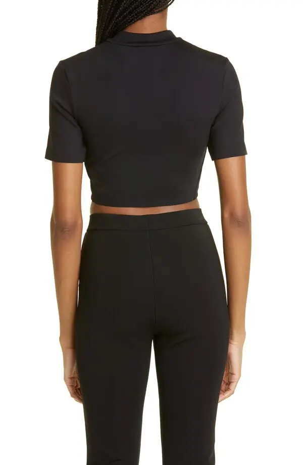 Off-White Logo Half Zip Crop Rib Top