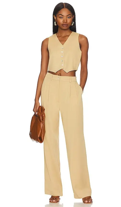 Donni. Pleated Pant In Beige