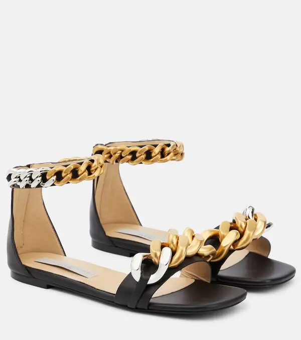 Stella McCartney Falabella Embellished Flat Sandals - Black