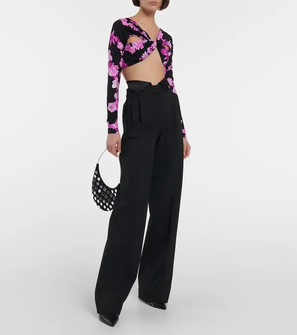 Coperni Floral Cropped Jersey Top